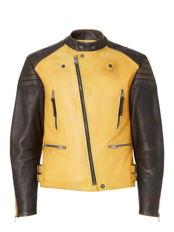Fendi Leather Biker Jacket - Yellow