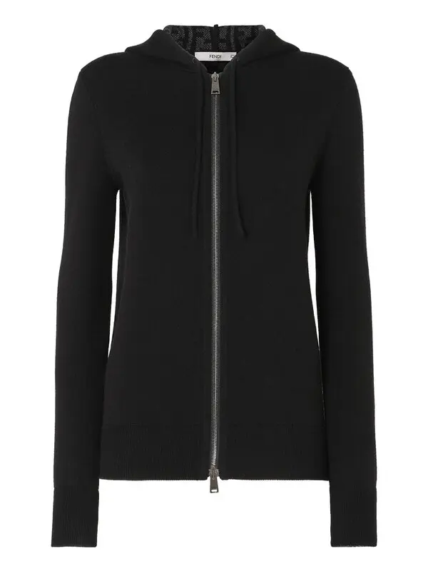 Fendi Cashmere Zipper Hoodie - Black