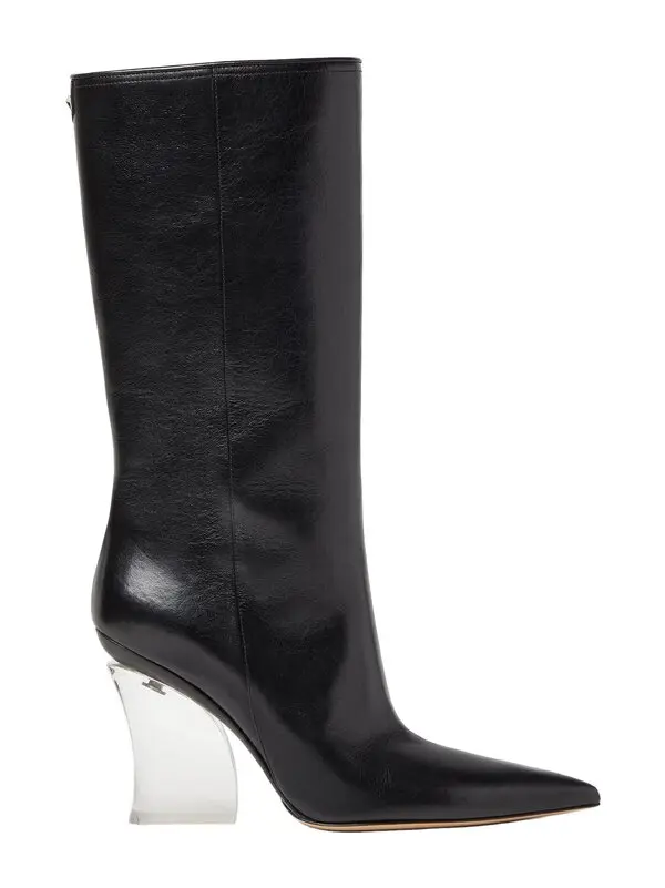 Fendi Illusion Knee-high Boots With Transparent Heel - Black