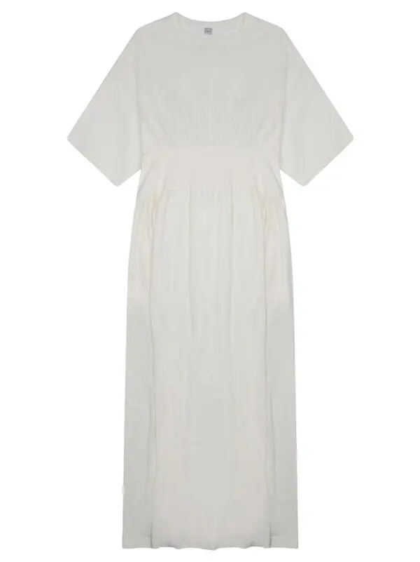 TOTEME Midi Short Sleeve Dress - White