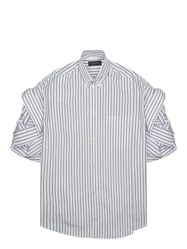 Balenciaga Striped Cotton Shirt With Lapels - Blue