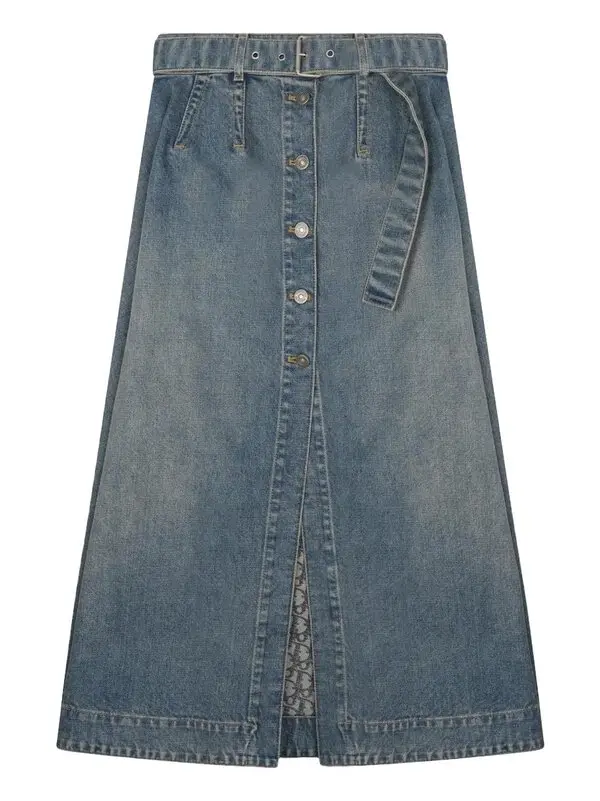 Dior Midi Skirt In Denim - Blue