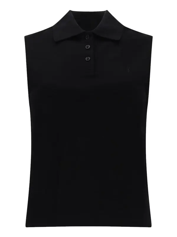 Saint Laurent Sleeveless Polo Top - Black