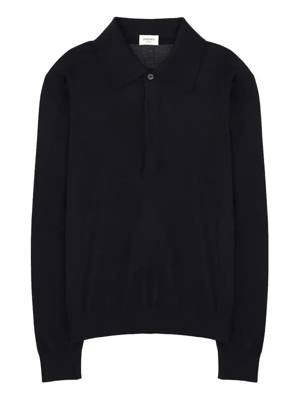 Saint Laurent Polo In Maglia Di Cotone E Seta - Blue