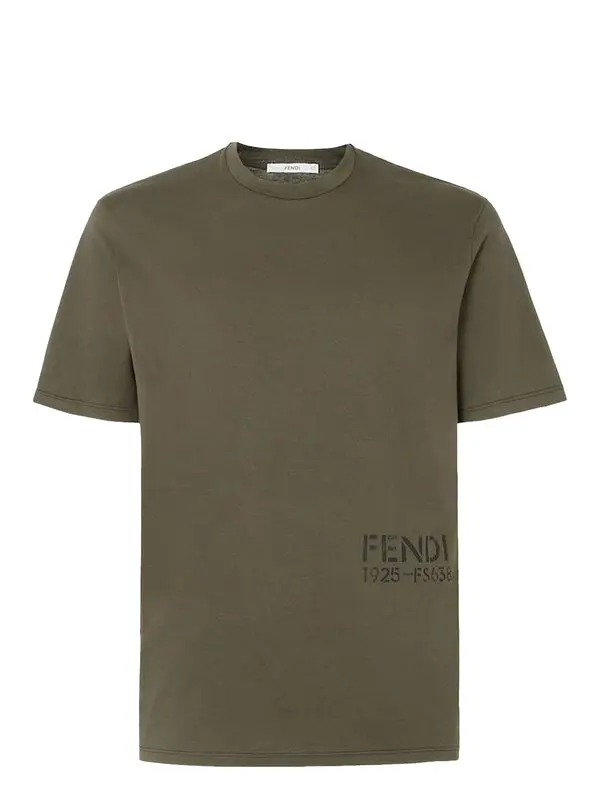 Fendi Cotton T-shirt With Stencil Print - Green