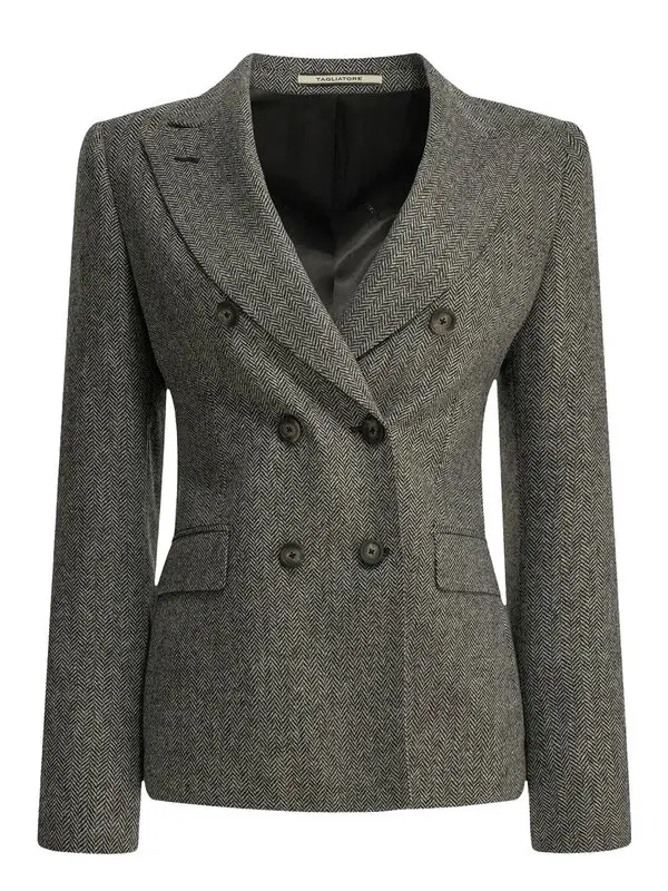 Tagliatore Coreen Double-breasted Houndstooth Jacket - Black