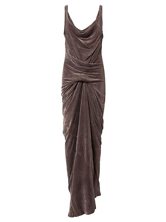 Rick Owens Strutter Draped Velvet Gown - Grape