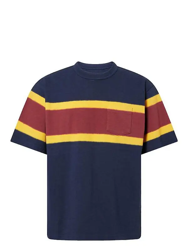 Sacai Chusen-dyed Crew-neck Cotton T-shirt - Navy Multi