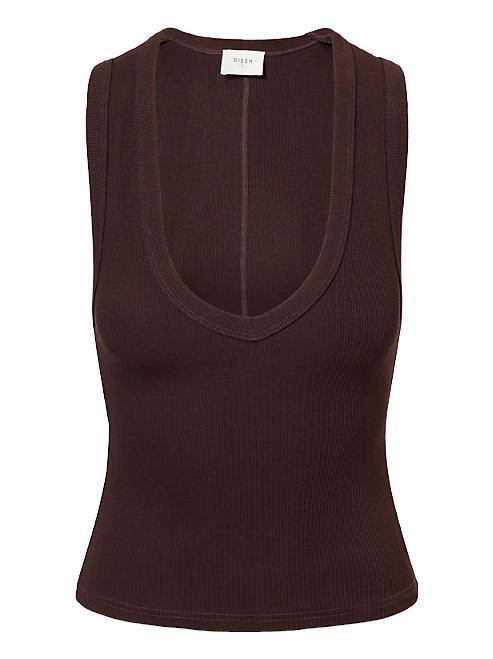 Dissh Yasmin Plunge-neck Cotton-blend Tank Top - Choc