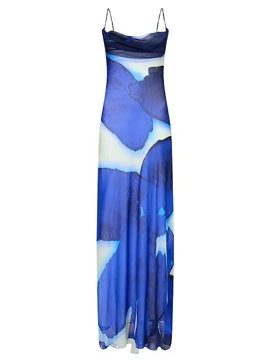 RAT AND BOA Aralia Printed Tulle Maxi Dress - Blue Multi