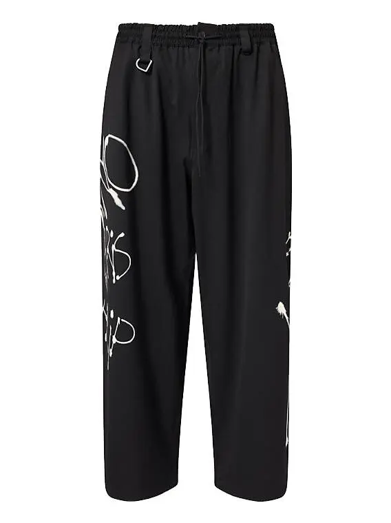 ADIDAS Y-3 Graphic-print Wool-blend Jogging Bottoms - Black