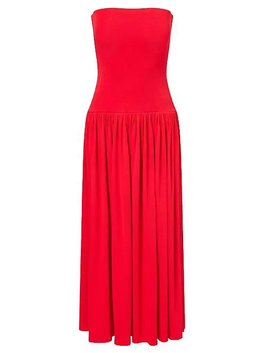 Dissh Aven Strapless Cotton-blend Maxi Dress - Red