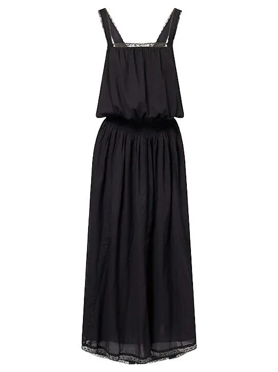 Dissh Rosin Lace-trim Cotton Maxi Dress - Black