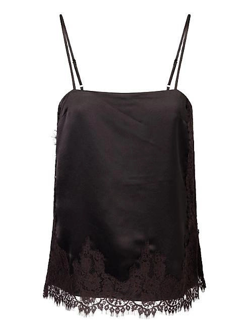 Dissh Selene Lace-trim Satin Cami Top - Espresso