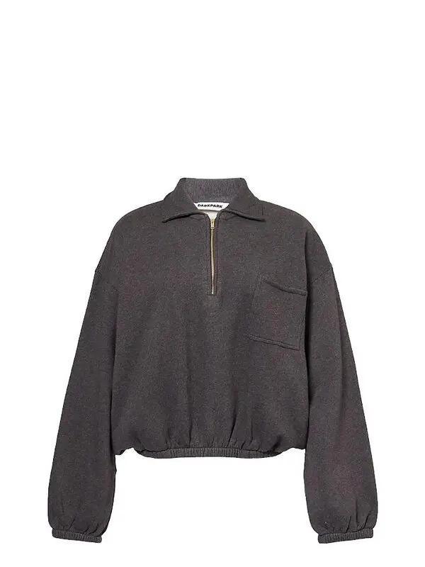 DARKPARK Alva Cropped Half-zip Cotton Jumper - Dark Grey