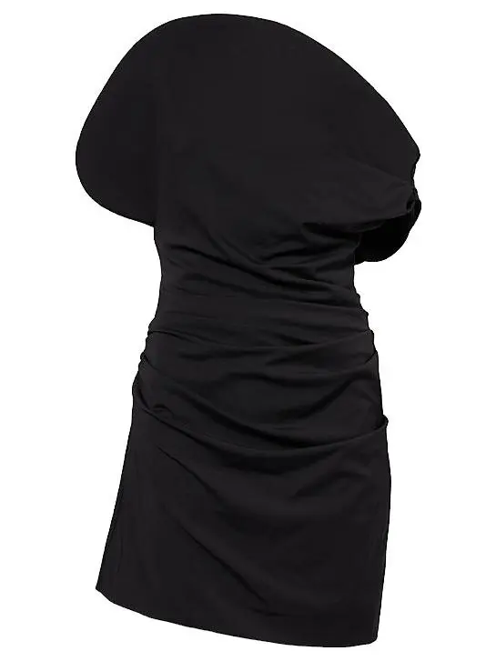 Simkhai Stefi Draped Stretch-crepe Mini Dress - Black
