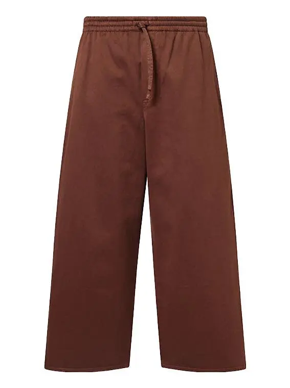 Loewe Ibiza Drawstring-waist Cotton Trousers - Chocolate Brown