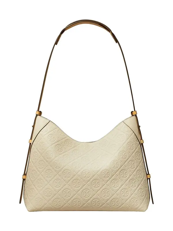 Tory Burch T Monogram Pebble Messenger Bag 'warm - White