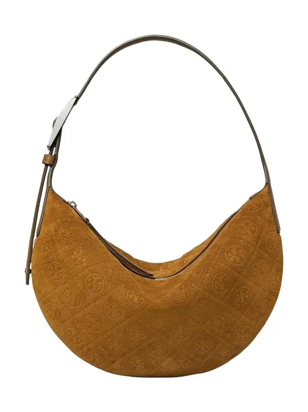 Tory Burch T Monogram Suede Small Balloon Bag 'chicory - Brown
