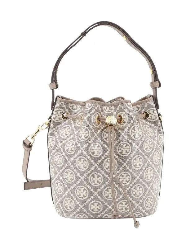 Tory Burch T Monogram Coated Jacquard Bucket Bag 'charcoal - Grey