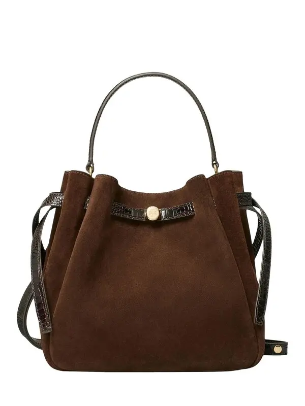 Tory Burch Romy Suede Bucket Bag 'dark Cocoa - Brown