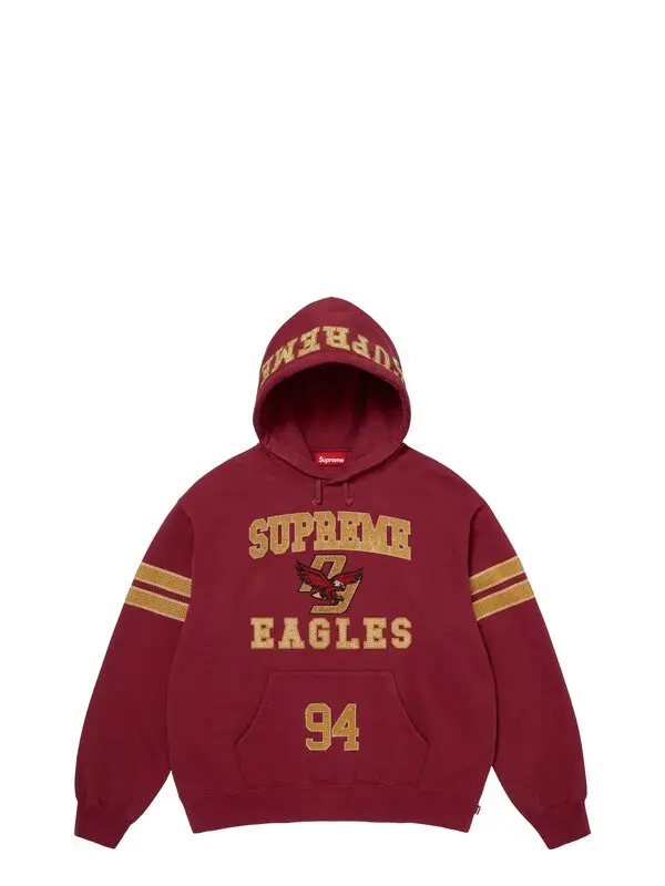 Supreme Rhinestone Eagle Hooded Sweatshirt - Red