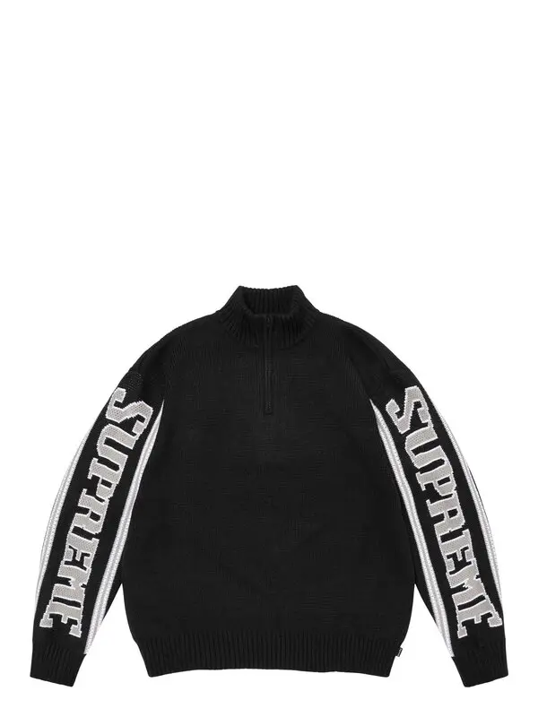 Supreme Jacquard Sleeve Half Zip Sweater - Black