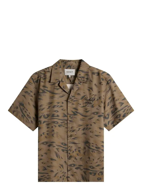 Carhartt Work In Progress Short-sleeve Travon Shirt 'duck Feather Print/cypress/black - Multicolor