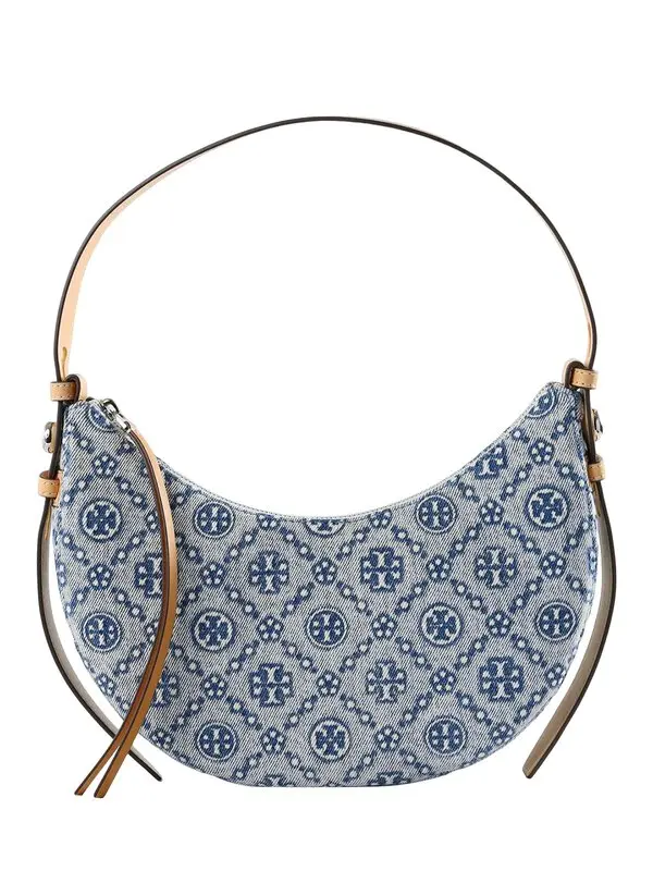 Tory Burch Romy Denim Half Moon Bag 'powder - Blue