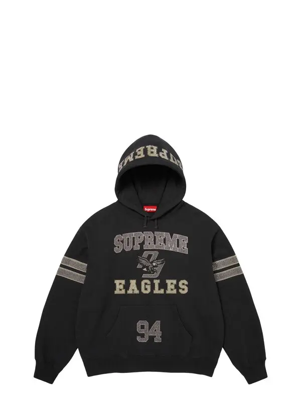 Supreme Rhinestone Eagle Hooded Sweatshirt - Black