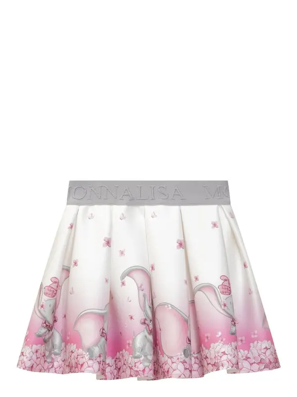 Monnalisa Printed Mini Skirt - Bianco Rosa