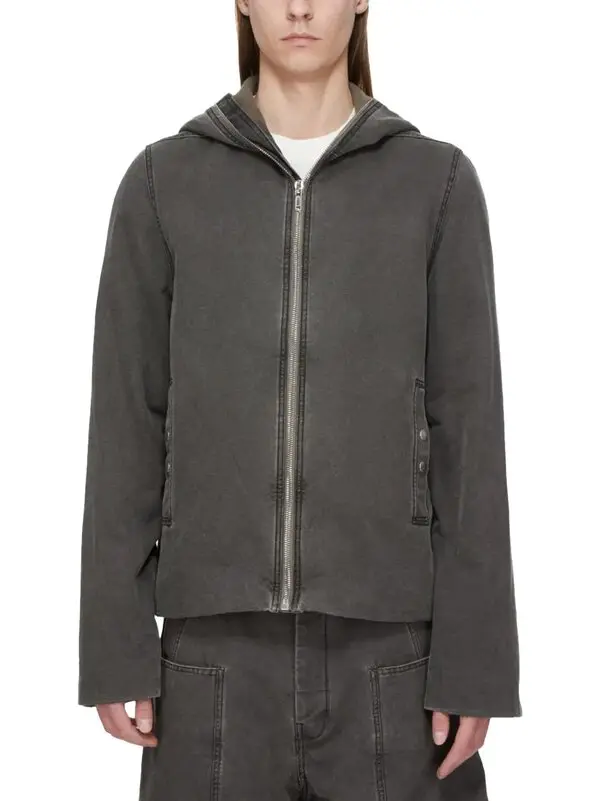 Rick Owens Padded Denim Jacket With Zip Closure - Grigio