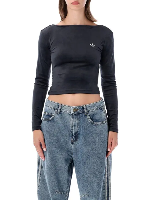 ADIDAS ORIGINALS Long Sleeve Cropped Top With Boatneck - Nero