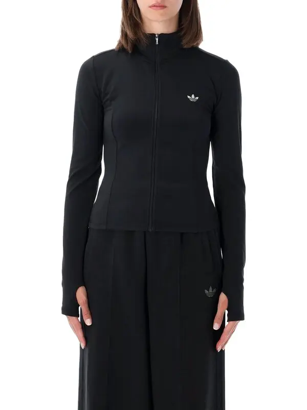 ADIDAS ORIGINALS Recycled Knit Zip-up Top - Nero
