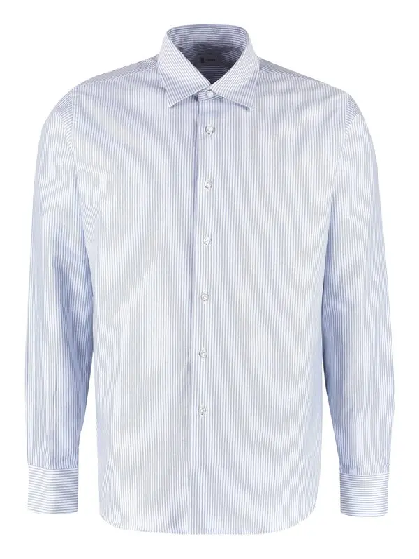 THE ALPHABET The Striped Cotton Shirt With Rounded Hem - Multicolor