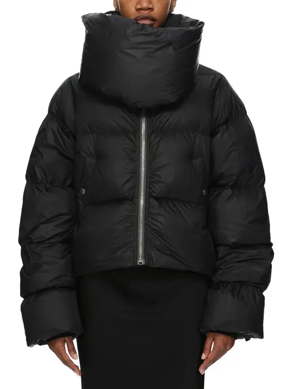 Rick Owens Padded Funnel-neck Coat With Front Zip And Snap-pocket Details - Viola