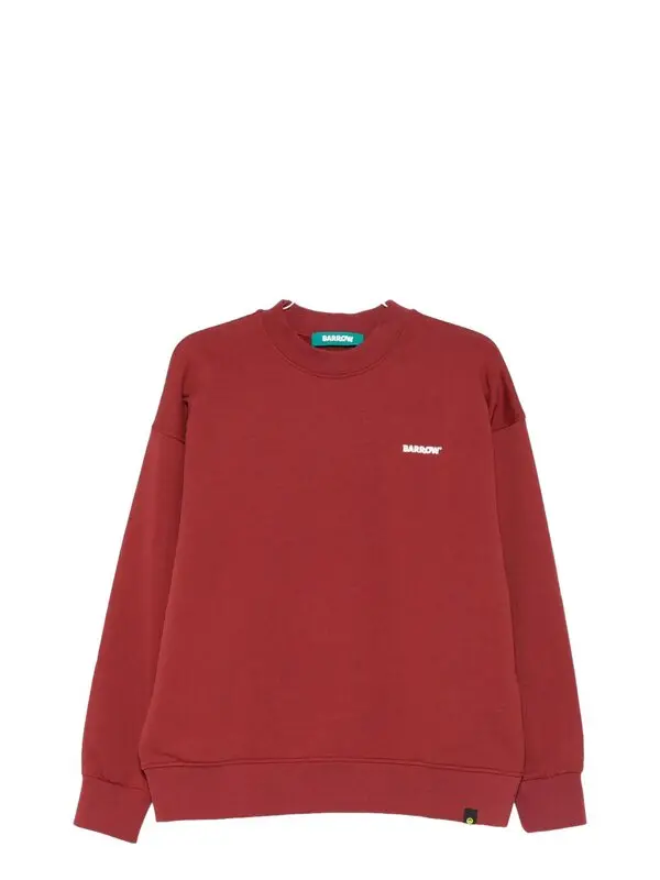 BARROW Cotton Sweatshirt With Chest Logo And Back Smile Print - Rosso