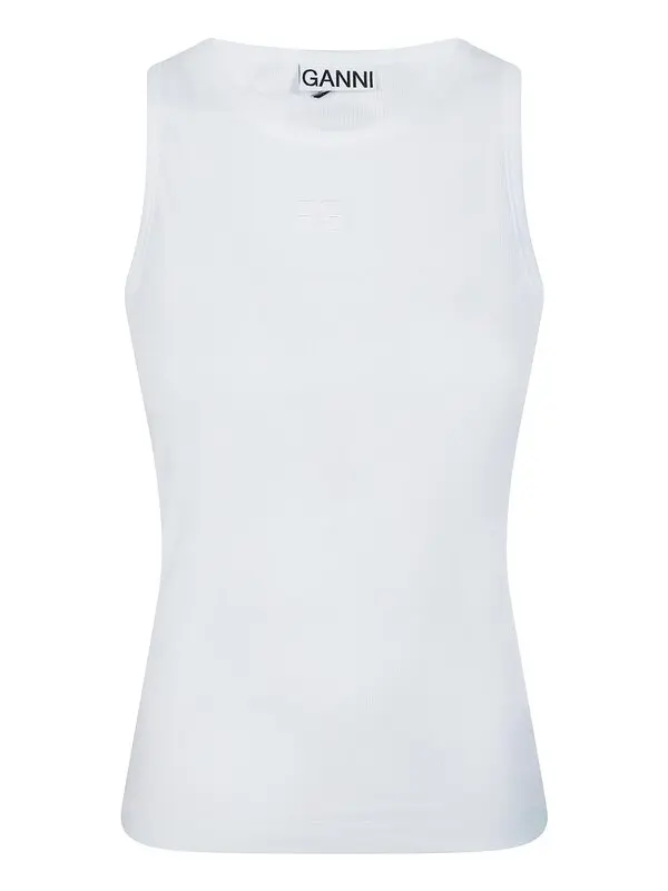 GANNI Tank Top Costina - Bianco