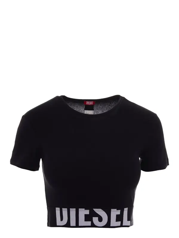 DIESEL® Logo Hem Cropped T-shirt - Black