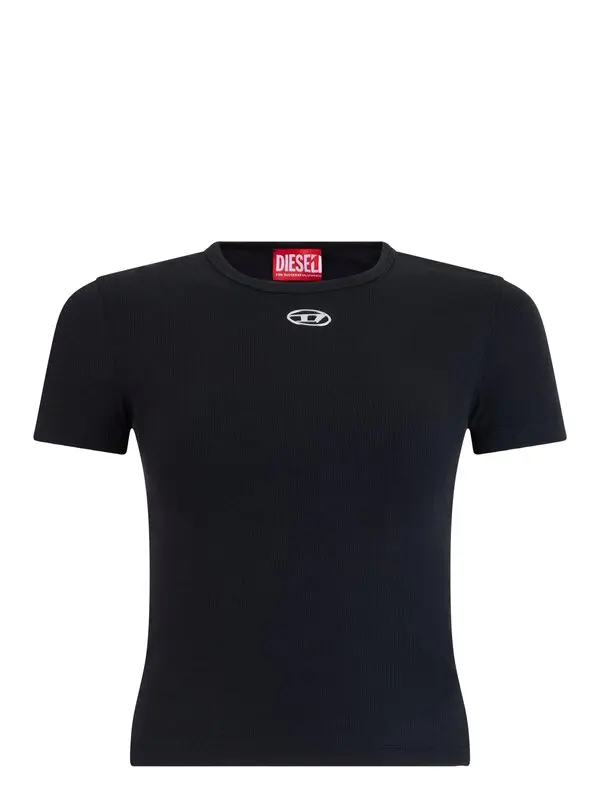 DIESEL® Oval D Logo Stretch Cotton T-shirt For - Black