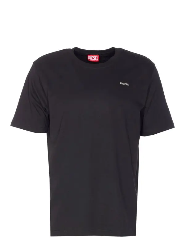 DIESEL® Logo Detail Crew Neck Short Sleeve T-shirt - Nero