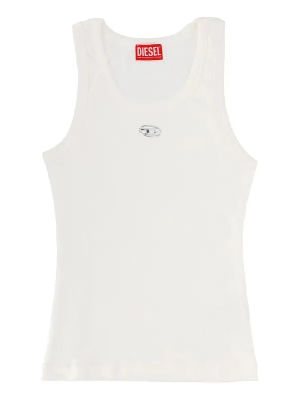 DIESEL® Slim Fit Ribbed Cotton Blend Tank Top - White
