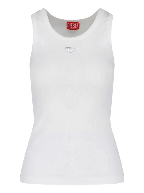 DIESEL® Slim Fit Ribbed Cotton Blend Tank Top - White