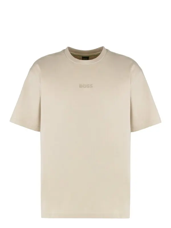 BOSS Crew Neck T-shirt For Short Sleeves - Beige