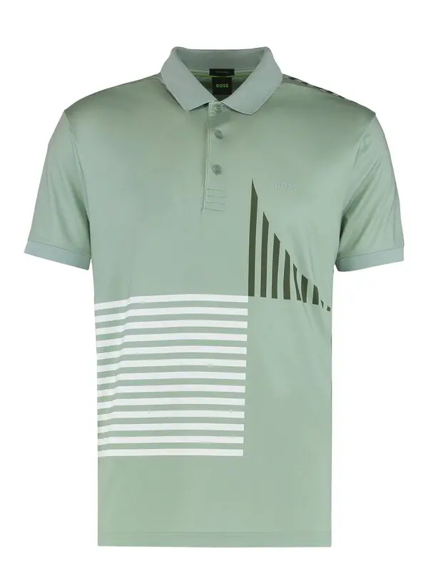 BOSS Technical Fabric Polo With Graphic Design - Green