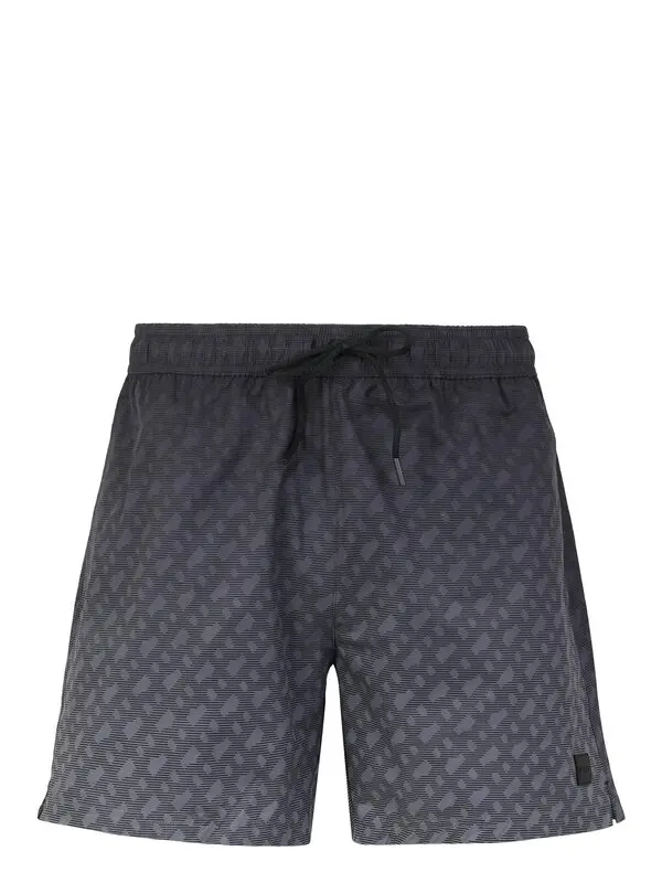 BOSS Mini Swim Trunks With Monogram Print - Grey