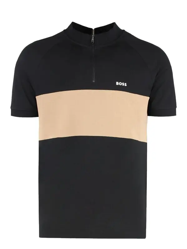 BOSS Stretch Cotton Piqué Polo Shirt Regular Fit - Black