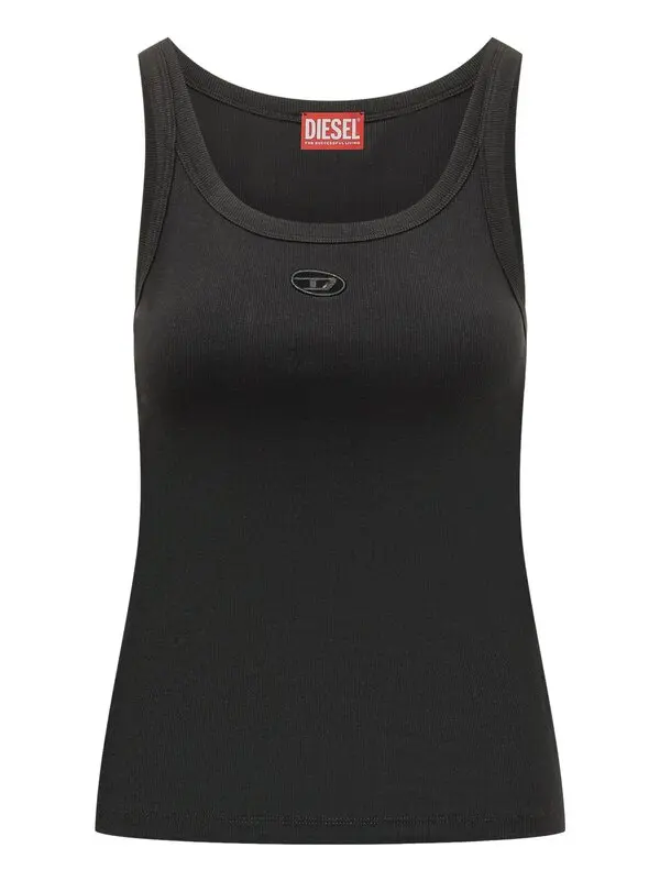 DIESEL® Sleeveless Tank Top With Logo Detail - Nero