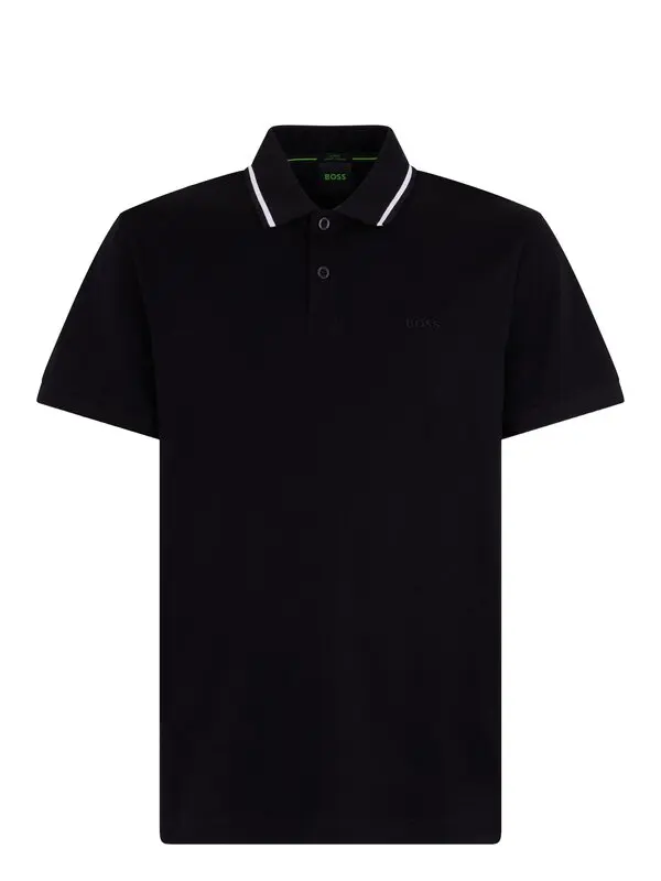 BOSS Cotton Polo Shirt With Short Sleeves - Black