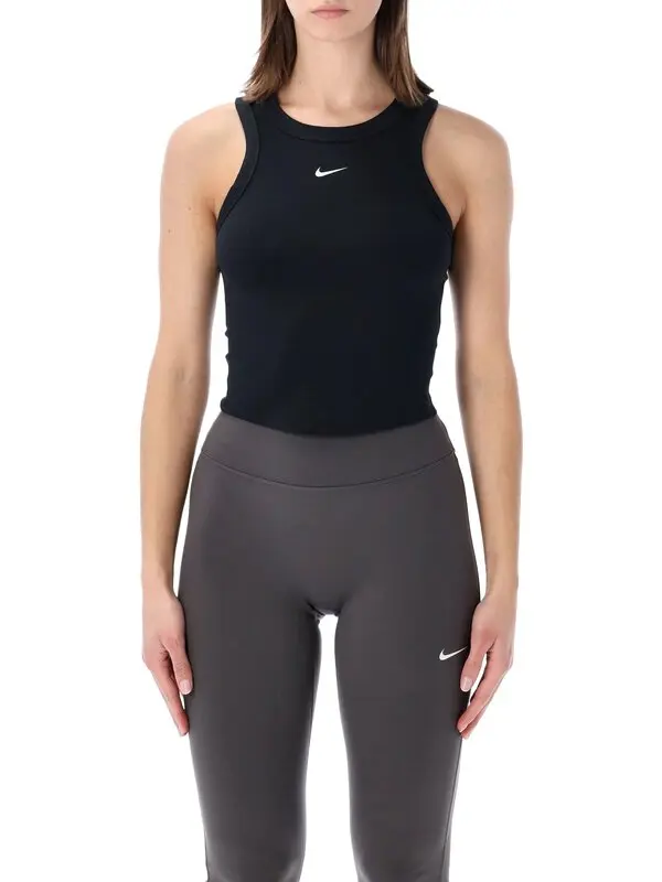 Nike Ribbed Racerback Cropped Tank Top - Black
